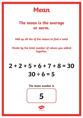 Measure of Central Tendency Mode Mean Range and Median Poster Pack.pdf