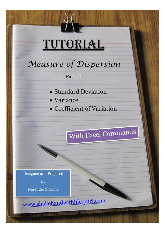 Measure Of Dispersion Part Ii Standard Deviation Variance Coefficient Of Variation Pdf