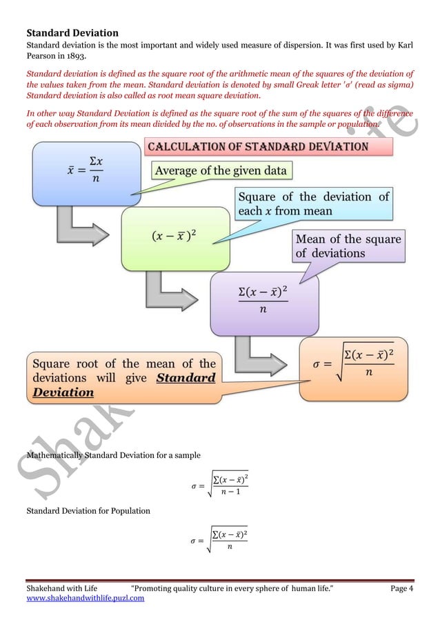 Measure Of Dispersion Part Ii Standard Deviation Variance