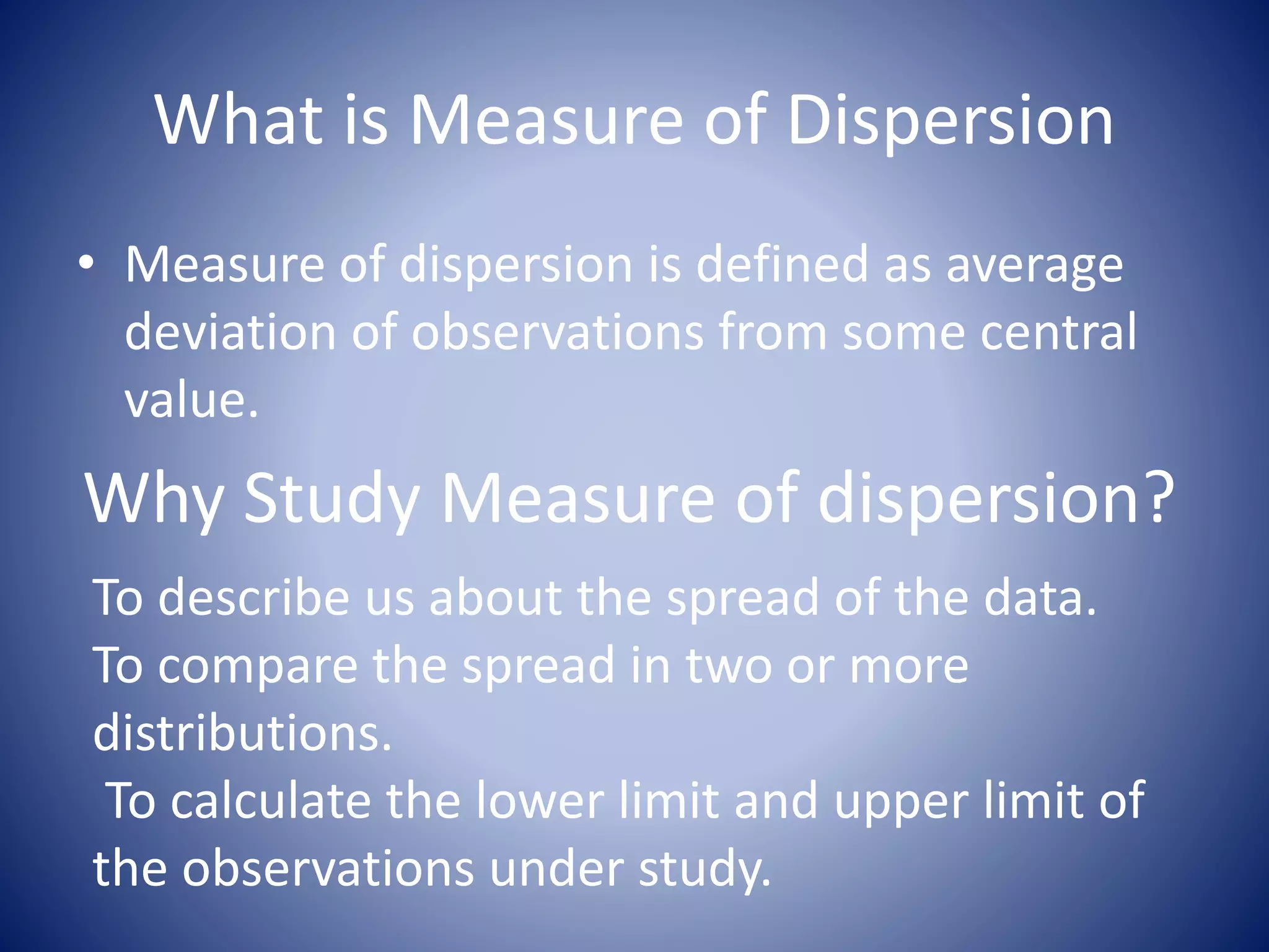 Measure of dispersion statistics | PPTX