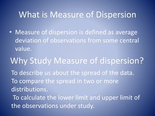 Measure of dispersion statistics | PPTX