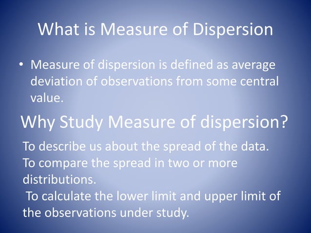 Measure of dispersion statistics | PPTX | Physics | Science