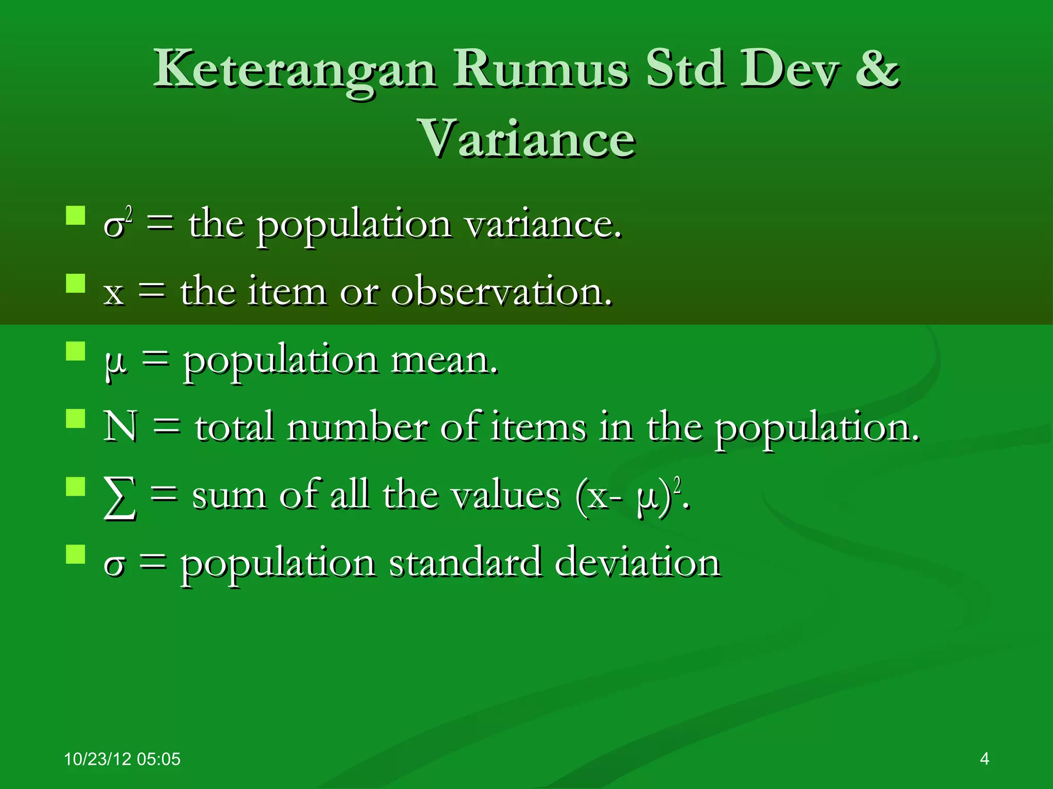Measure of dispersion std deviasi | PPT