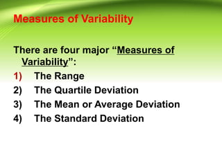measure of variability (windri). In research include example | PPT