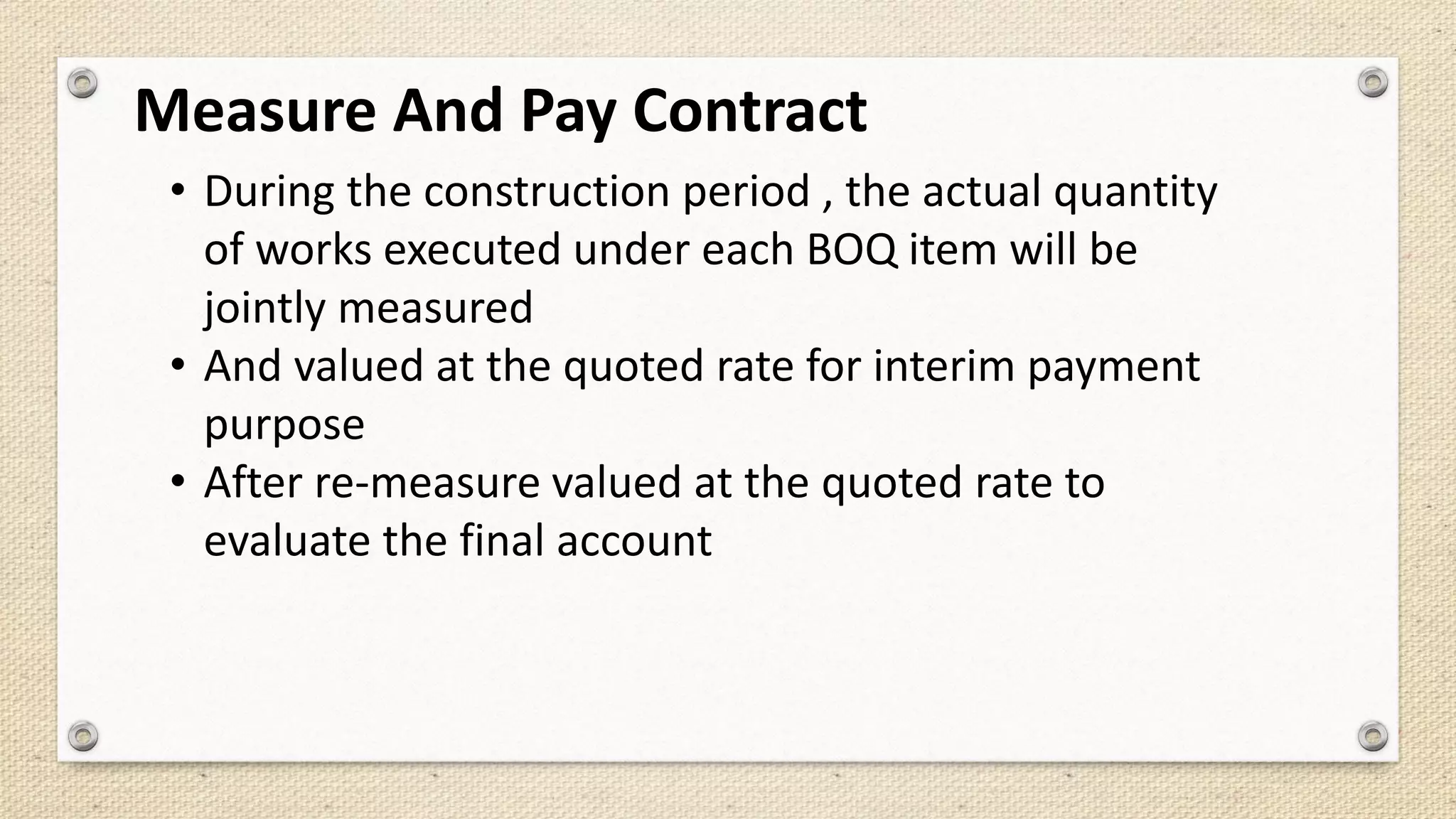 Measure And Pay Contract | PDF