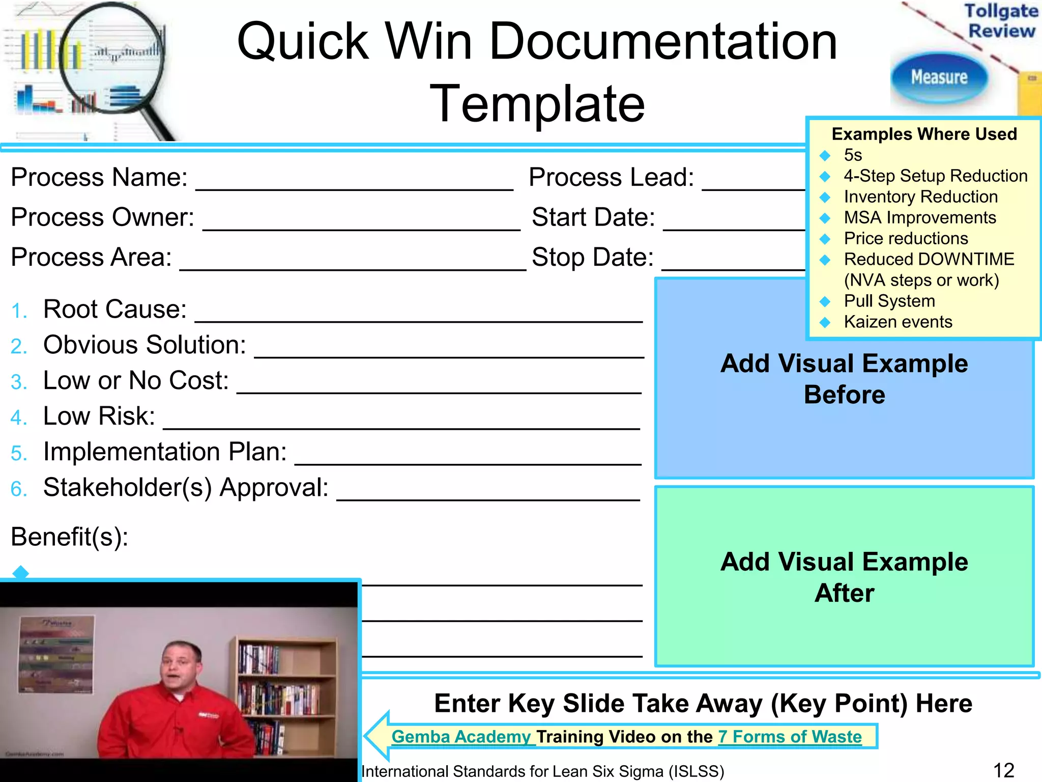 Measure phase lean six sigma tollgate template | PPTX
