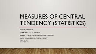 Measures of Central Tendency in Statistics | PPTX