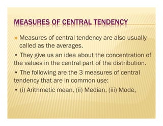 Measures of central tendancy easy to under this stats topic | PDF