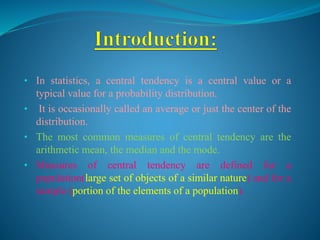 Measures of central tendancy | PPTX | Physics | Science