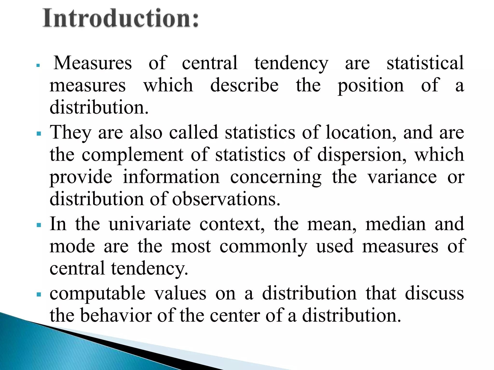Measures of central tendency | PPT