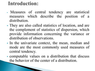 Measures of central tendency | PPT