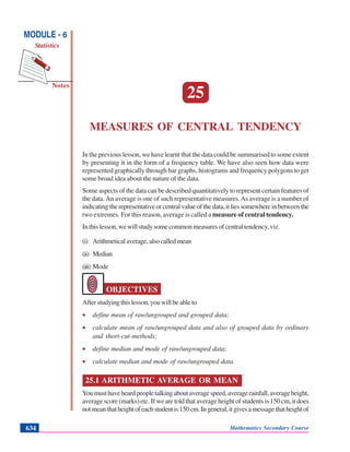 Measures of central tendency - STATISTICS | PDF