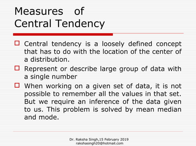 Measures of central tendency | PPT