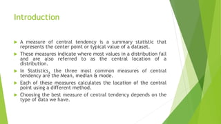 Measures of central tendency | PPT