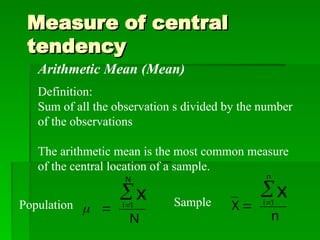 Measures of central tendency mean, median and mode .ppt