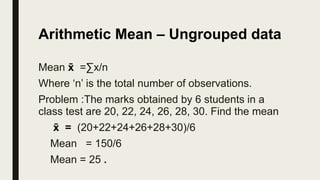 MEASURES OF CENTRAL TENDENCY ARITHMETIC MEAN.pptx