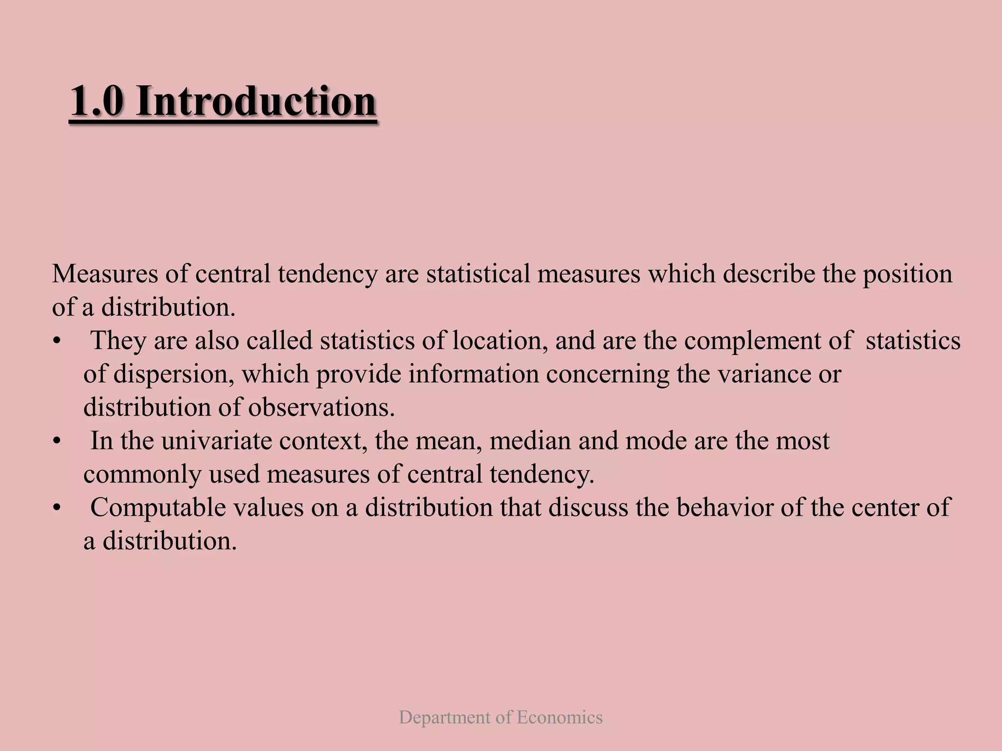 Measures of central tendency mean | PPTX