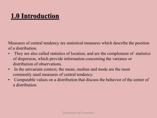 Measures of central tendency mean | PPTX
