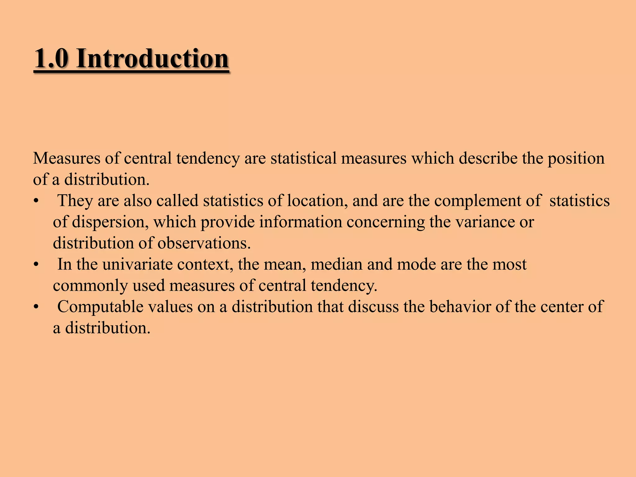Measures of central tendency median mode | PPTX