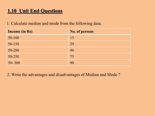 Measures of central tendency median mode | PPTX