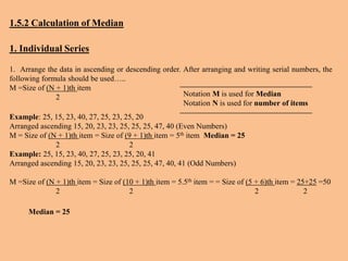 Measures of central tendency median mode | PPTX
