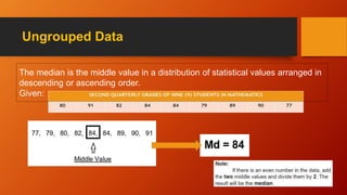 MEASURES OF CENTRAL TENDENCY OF AN UNGROUPED STATISTICAL DATA week 4 math 7.pptx
