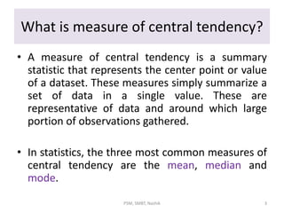 Measures of central tendency | PPTX | Educational Assessment | Education