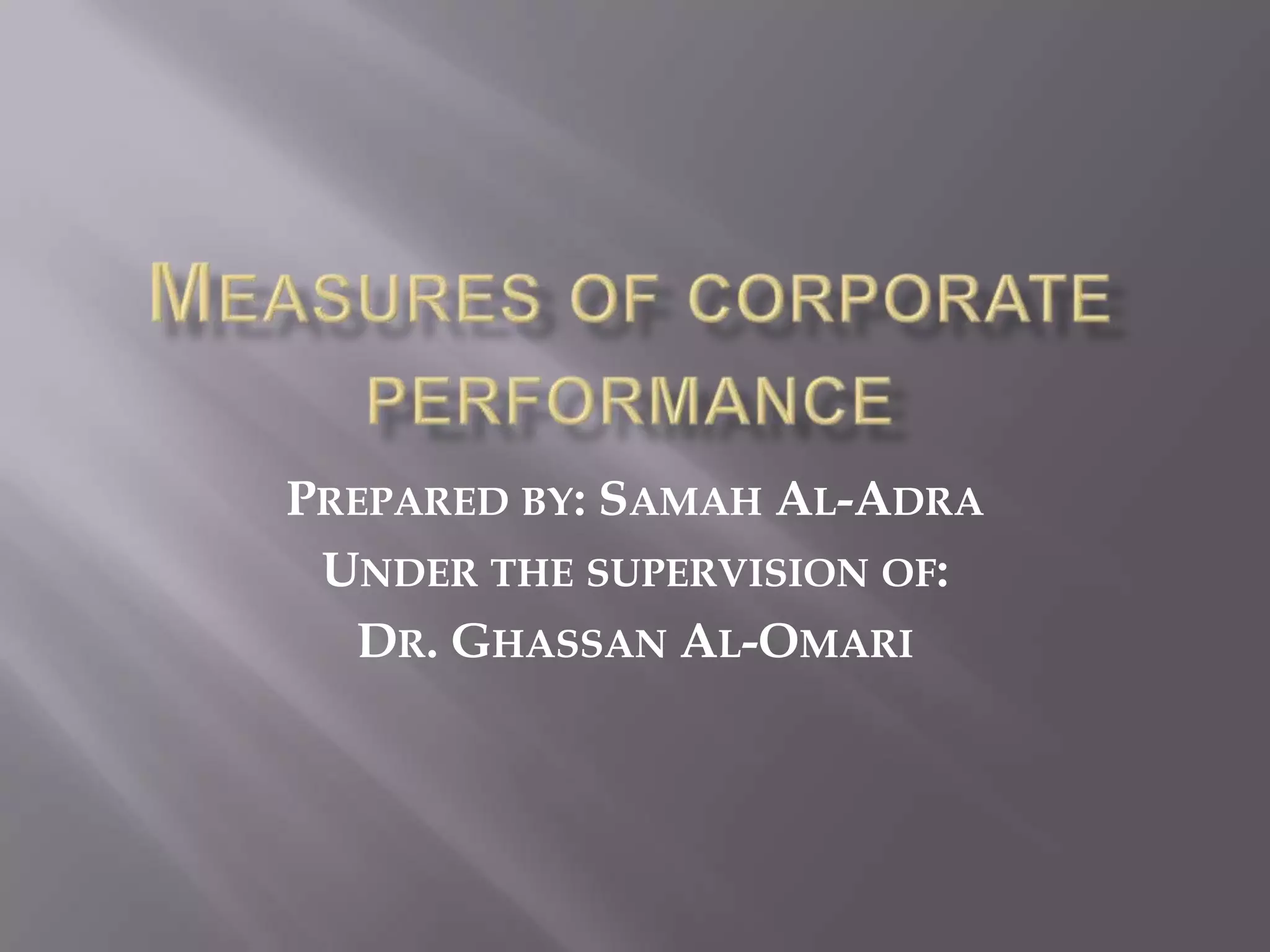 Measures of corporate performance | PPT