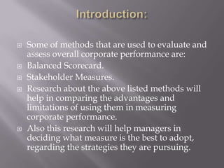 Measures of corporate performance | PPT