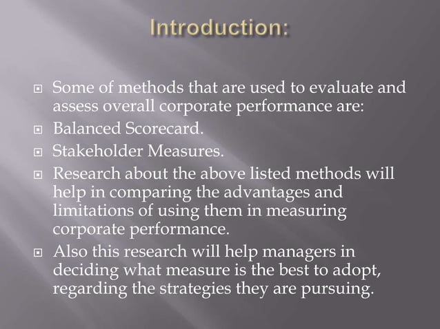 Measures of corporate performance | PPT