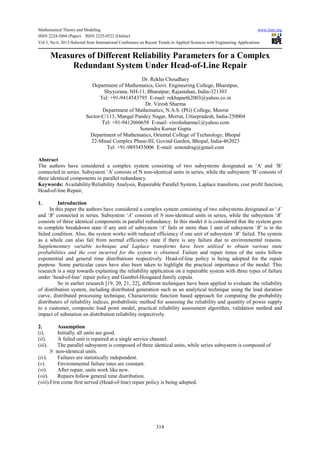 Measures of different reliability parameters for a complex redundant system under head of-line ...