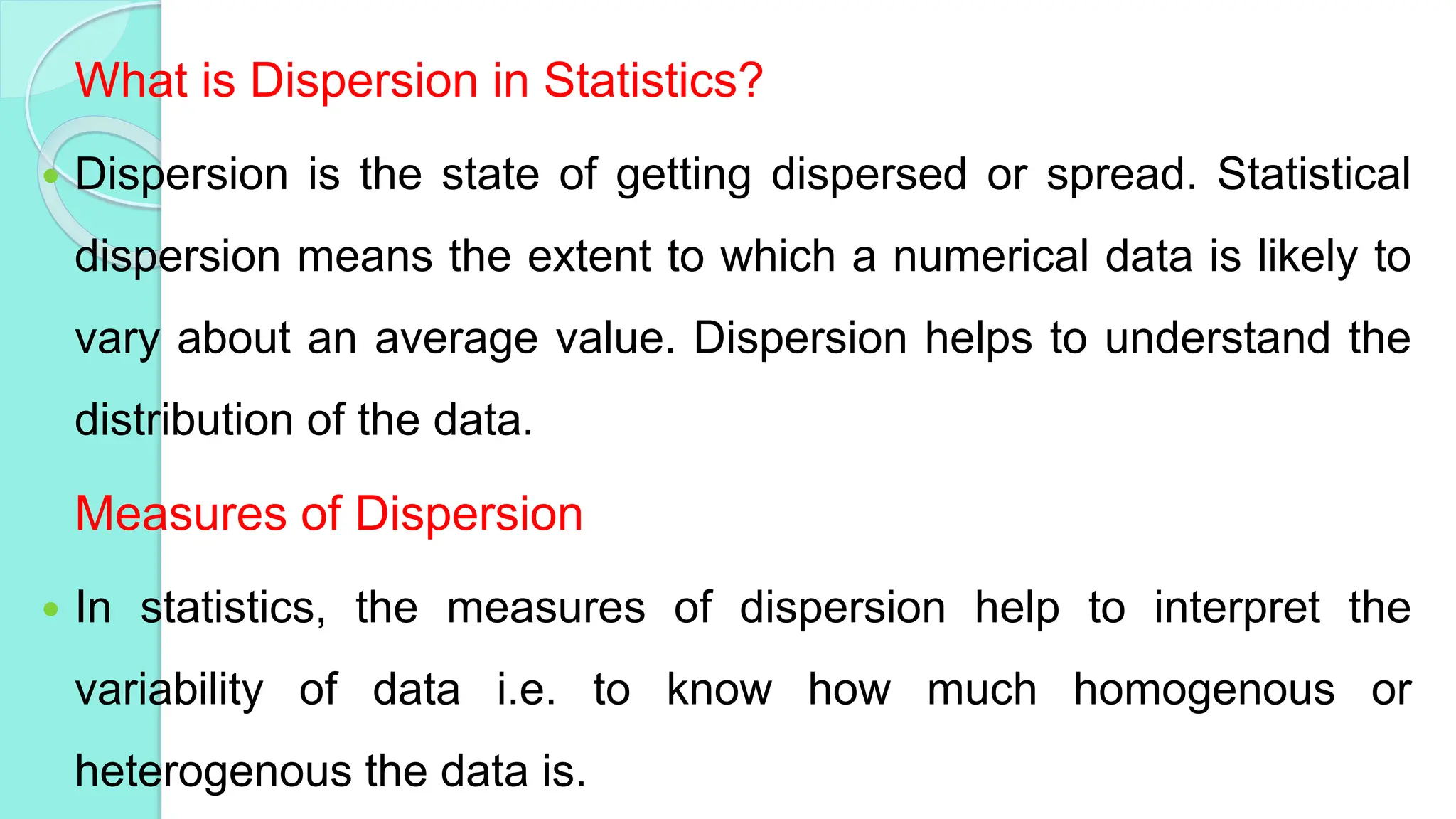 MEASURES OF DISPERSION I BSc Botany .ppt