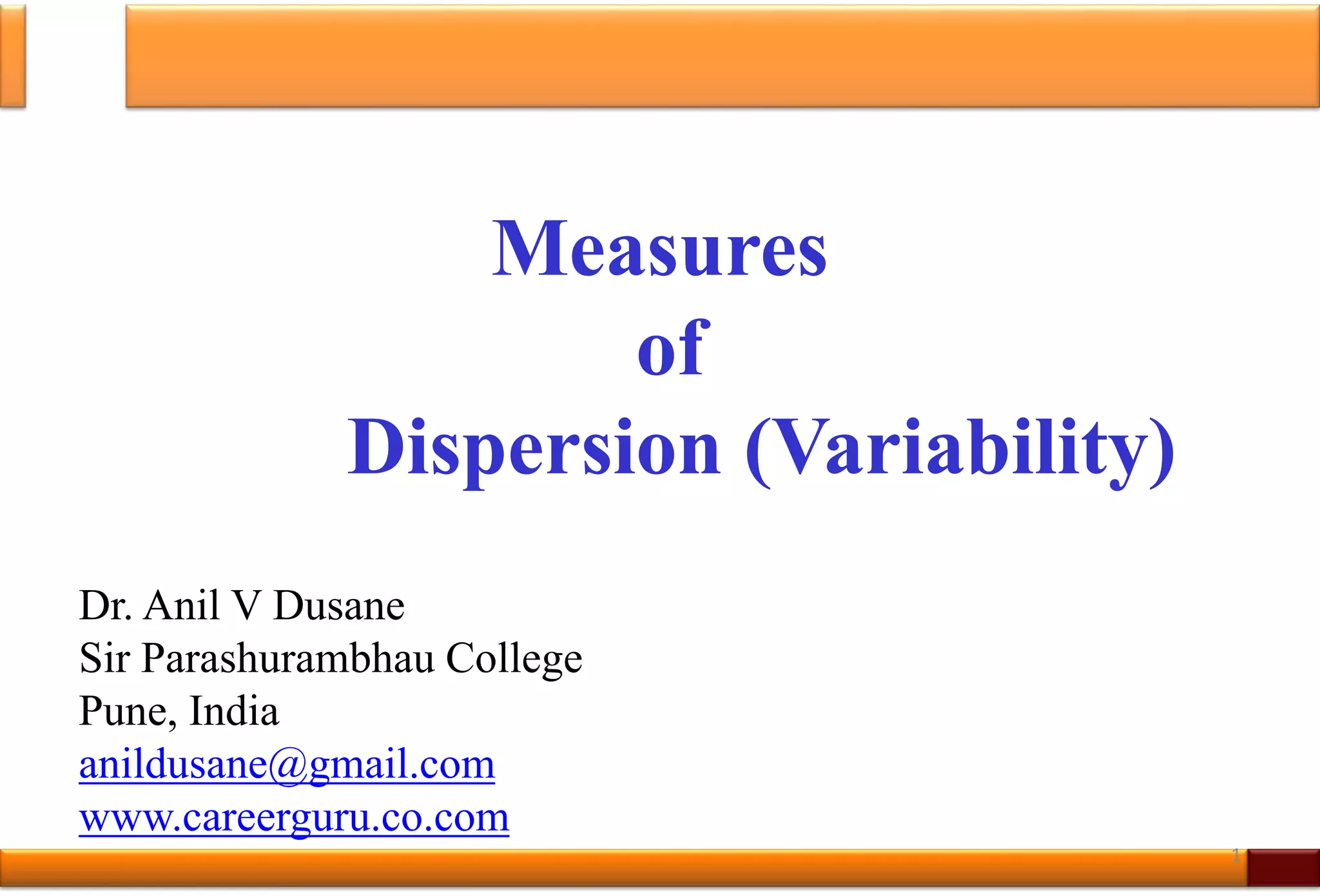 Measures of Dispersion (Variability) | PPTX