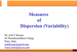 Measures of Dispersion (Variability) | PPTX