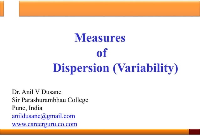 Measures of Dispersion (Variability) | PPTX | Business Accounting & Finance | Business