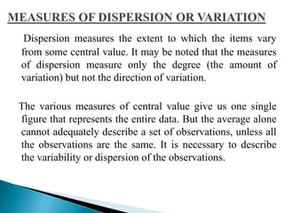 Measures of dispersion or variation | PPTX