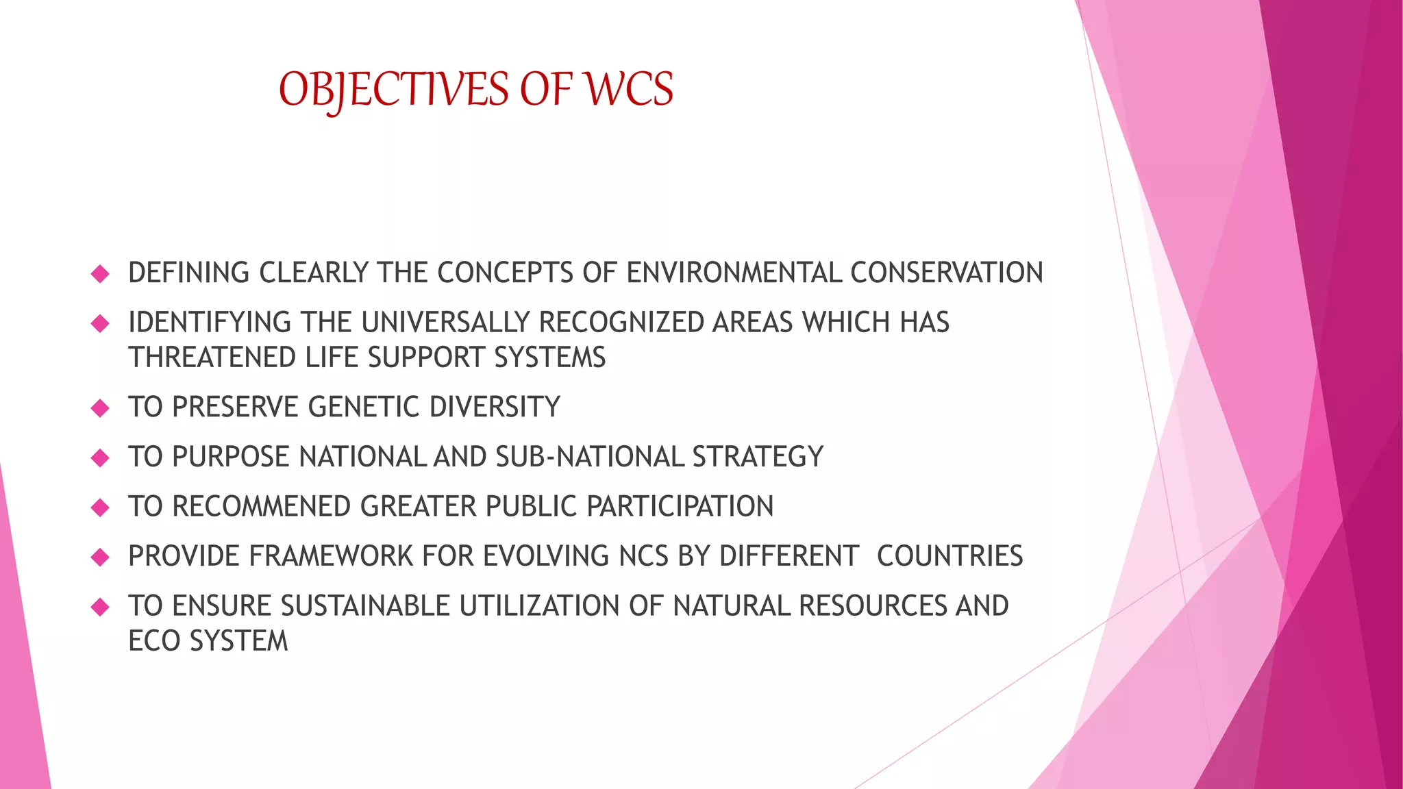 Measures of environment conservation (world conservation strategy(wcs ...