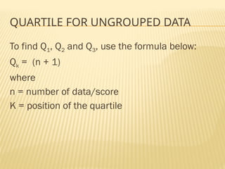 measures of Position Quartile, Decile, Percentile | PPTX