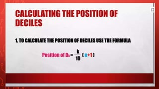 MEASURES OF POSITION FOR UNGROUP DATA (QUARTILE, DECILE, AND PERCENTILE ...