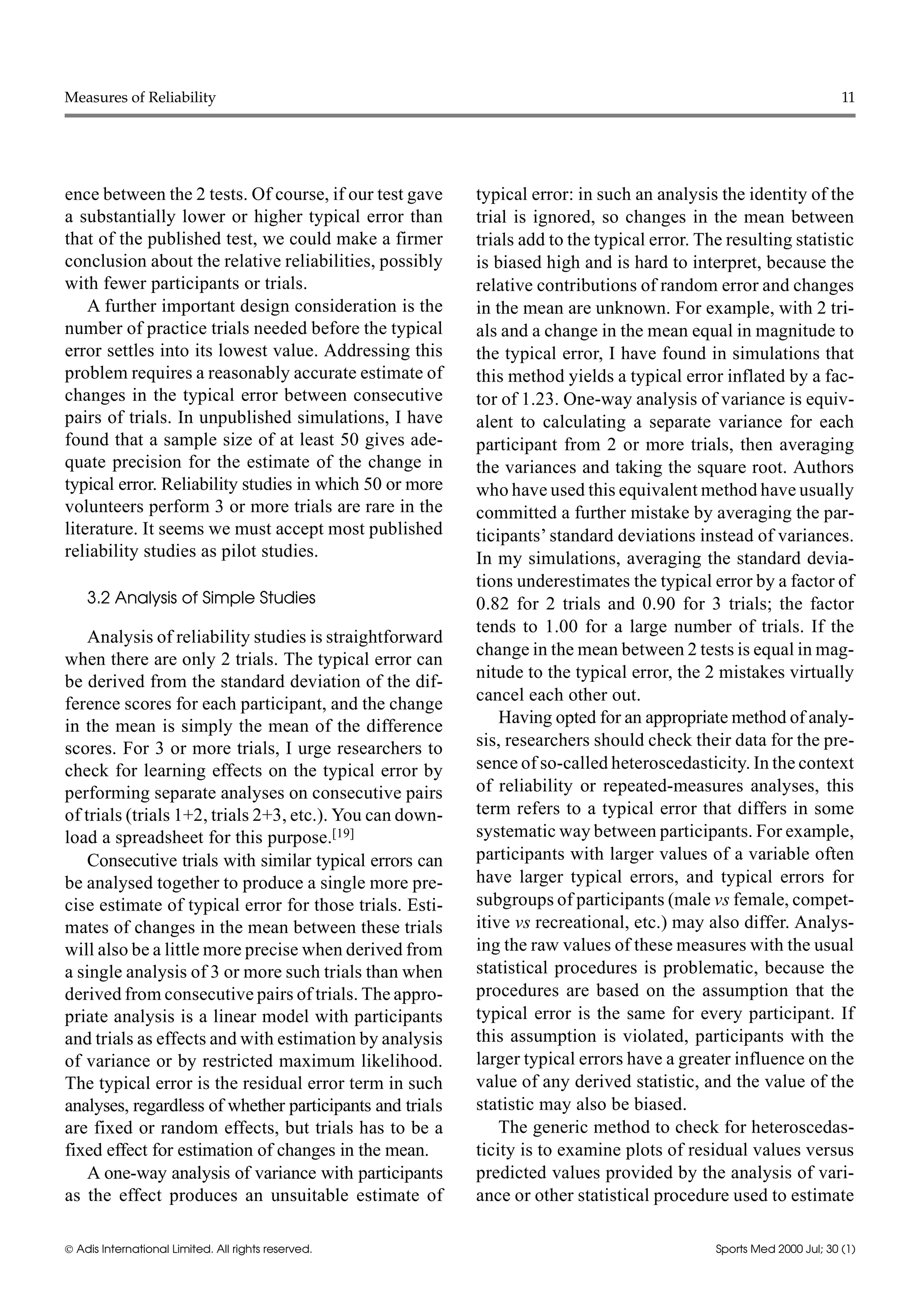 Measures of reliability in sports medicine and science | PDF
