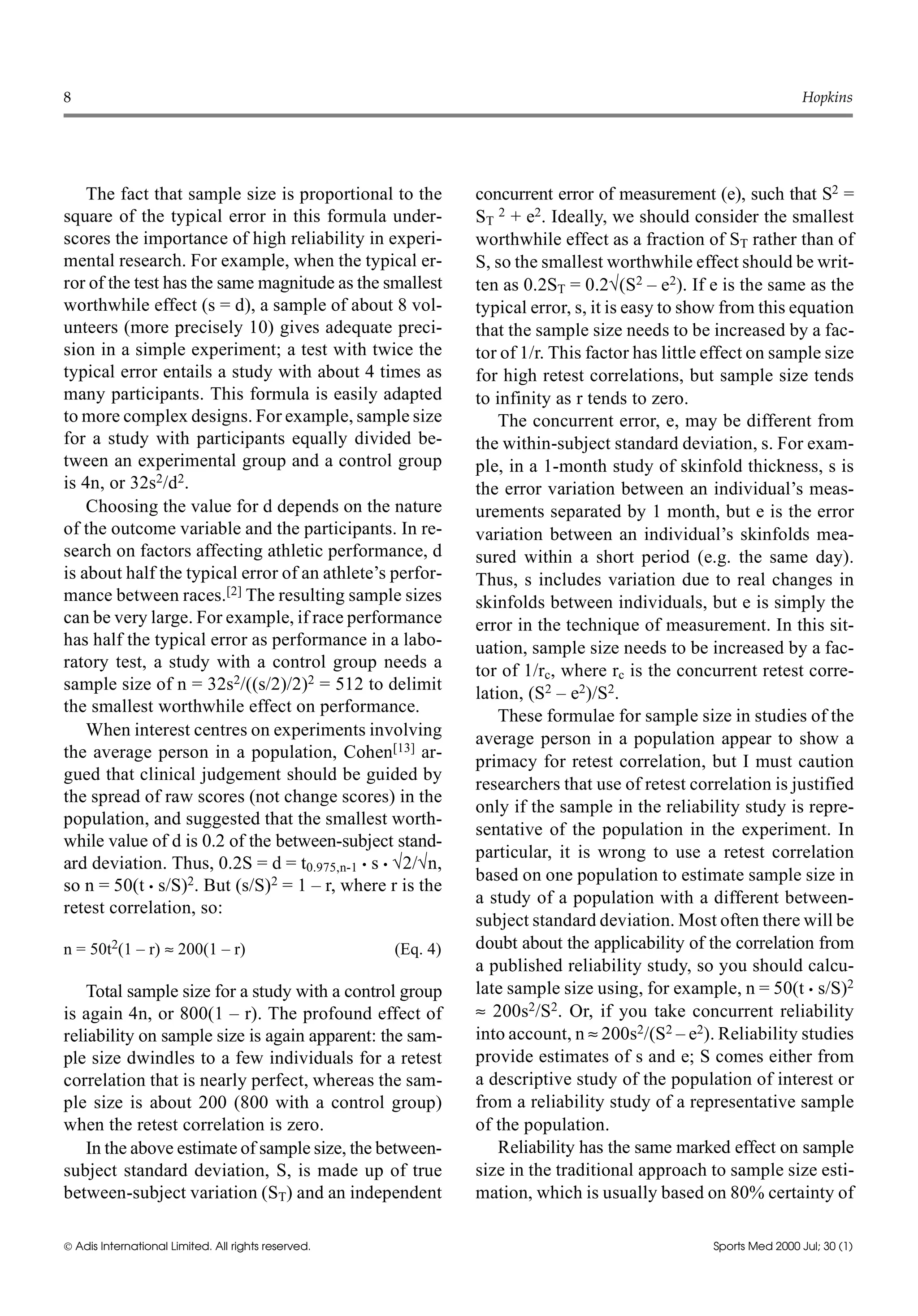 Measures of reliability in sports medicine and science | PDF