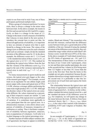 Measures of reliability in sports medicine and science | PDF