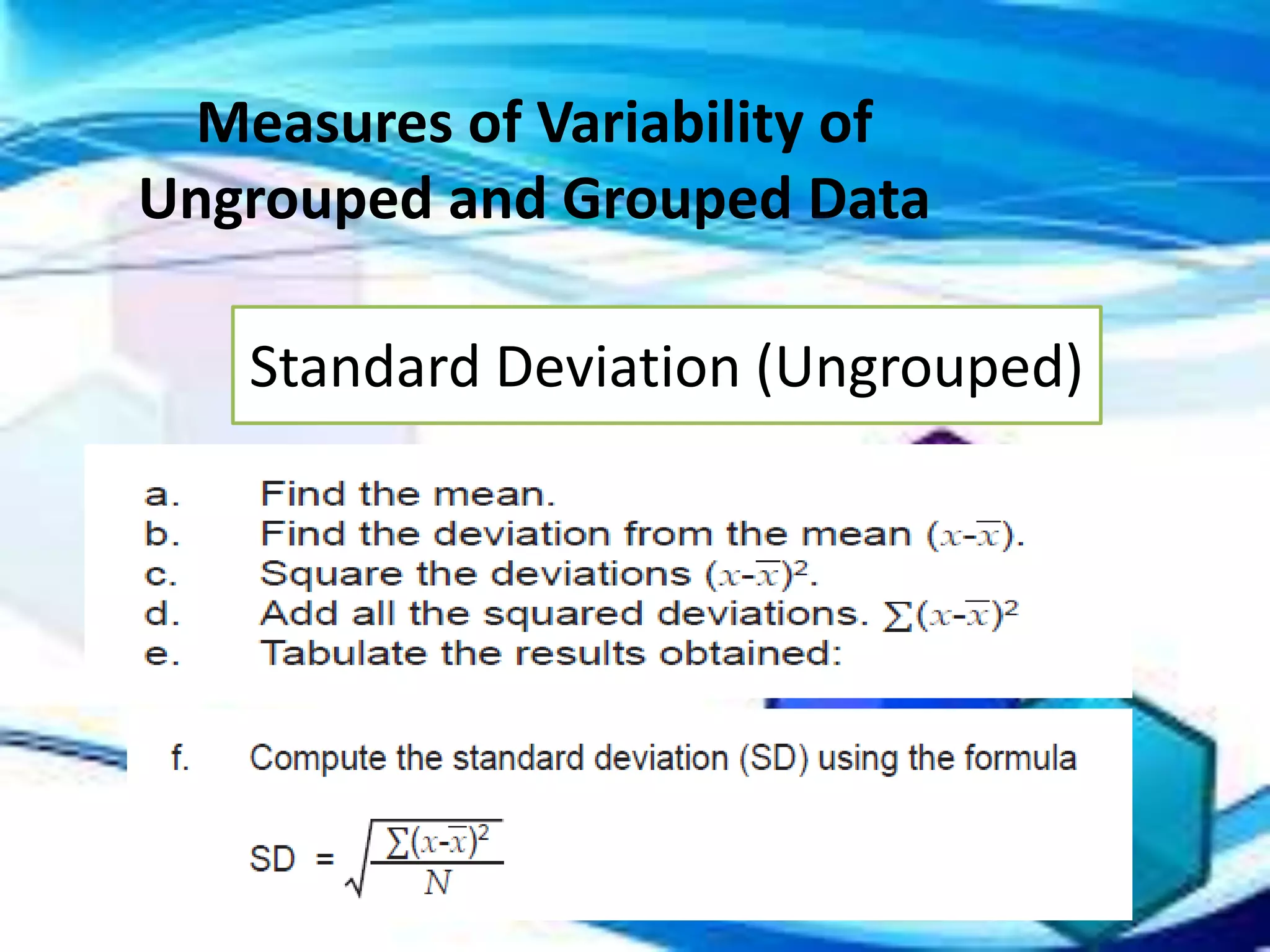 Measures of Variability of Grouped and Ungrouped Data | PPTX