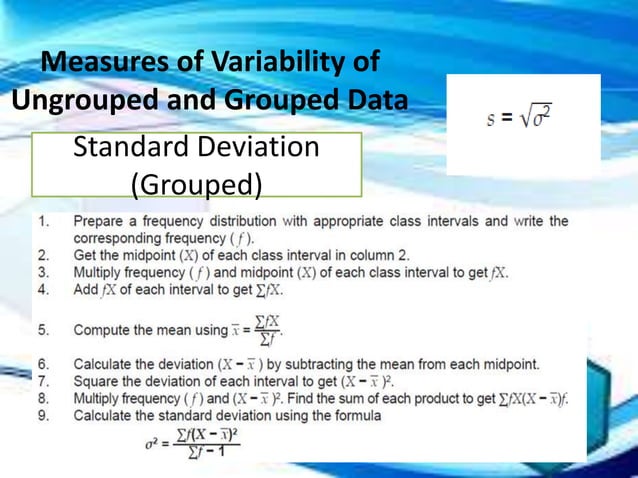 Measures of Variability of Grouped and Ungrouped Data | PPTX