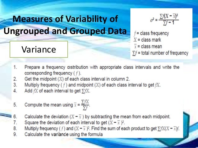 Measures of Variability of Grouped and Ungrouped Data