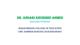 Dr. Ansari Khurshid Ahmed- Measures of Variability- Characteristics ...