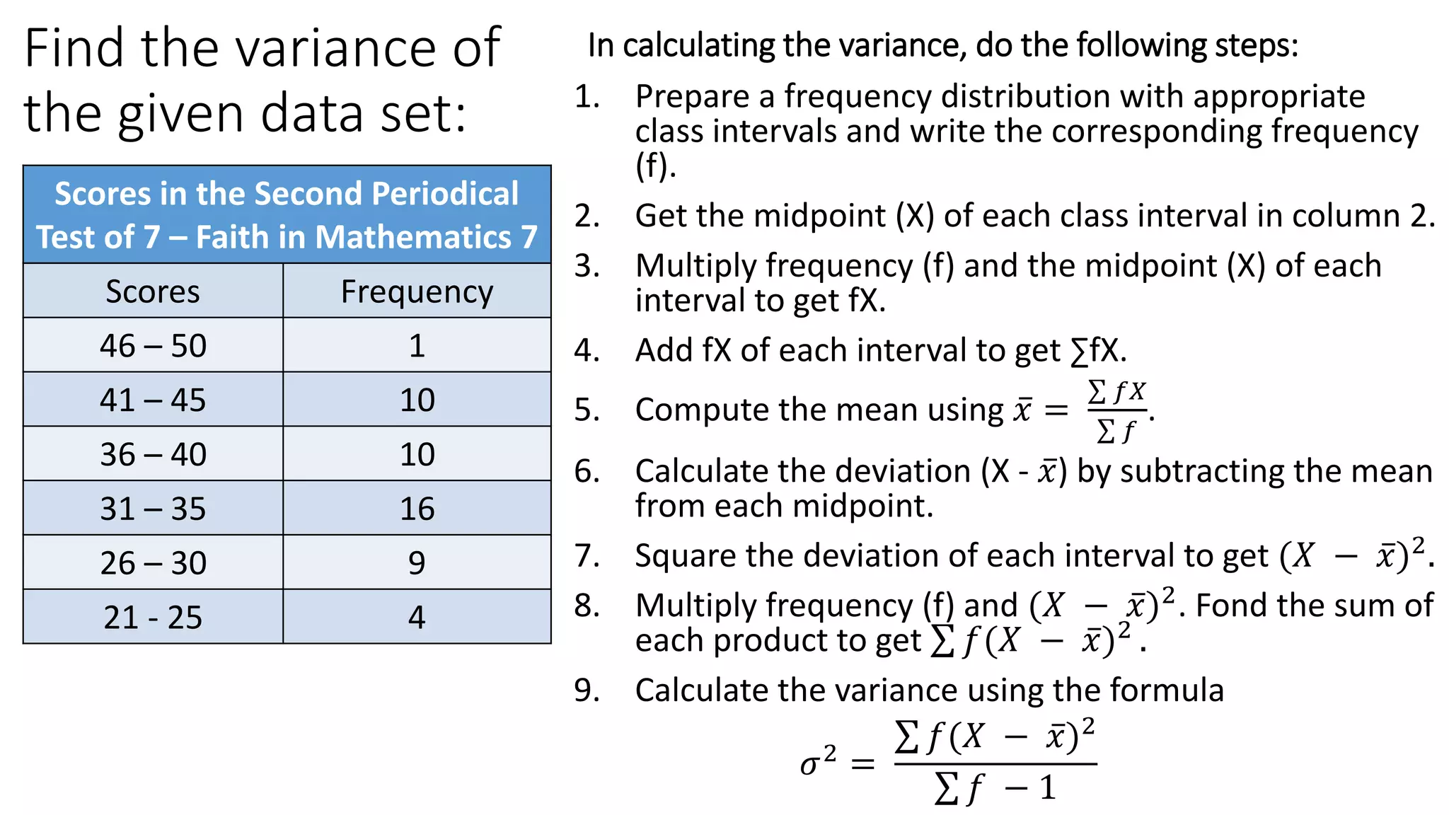 Measures of variability grouped data | PPTX
