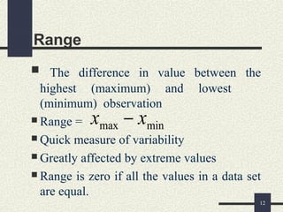 Measures of Variation or Dispersion | PPT