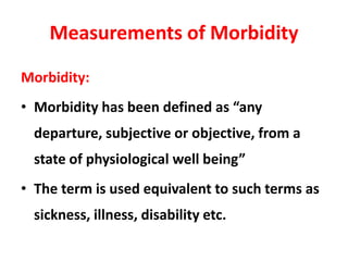 Measures of Disease, Morbidity& mortality | PPTX | Infectious Diseases ...