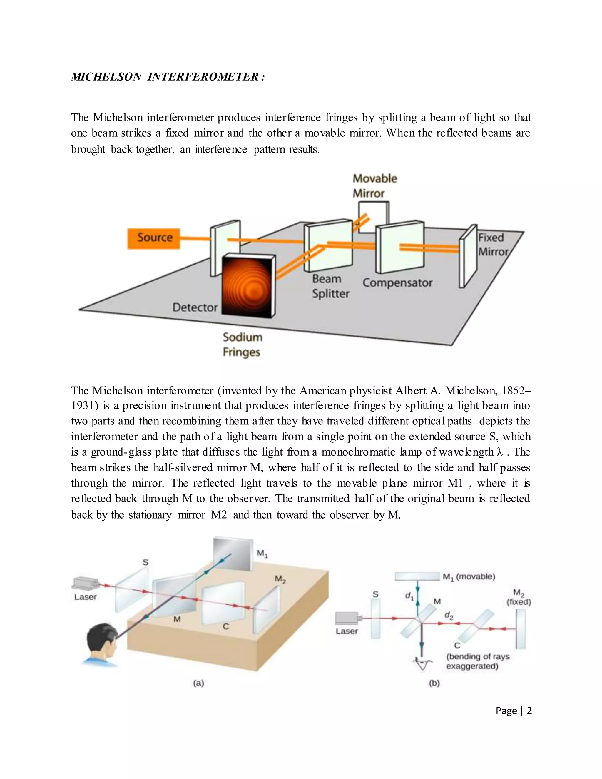 Measure the refractive index of air using a Michelson interferometer. | DOCX